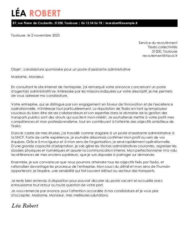 Lettre De Motivation Administration Exemple – NQFLWV