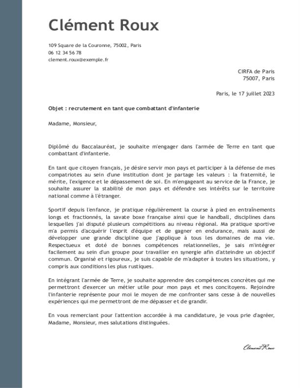 Lettre de motivation armée de Terre : exemples et guide
