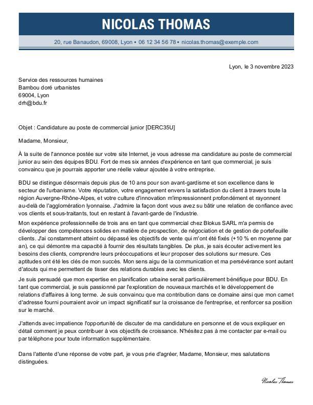 Lettre de motivation commercial : exemples et guide détaillé
