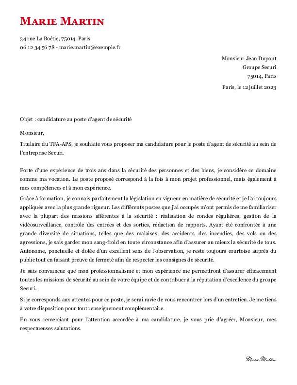 Lettre de motivation agent de sécurité : exemples et guide