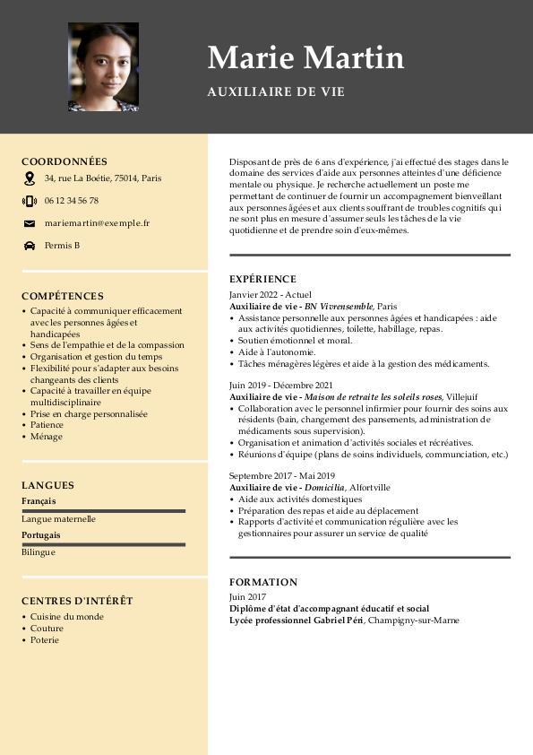 CV auxiliaire de vie à télécharger et guide de rédaction