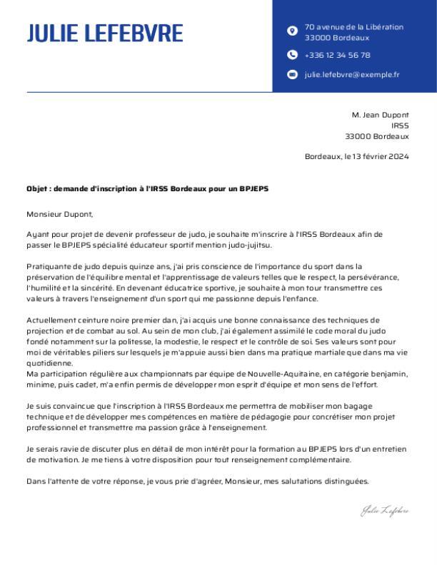 Lettre de motivation BPJEPS : guide et modèles à télécharger Lettre de motivation BPJEPS : guide et modèles à télécharger