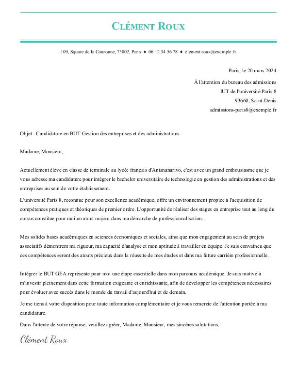 Lettre de motivation BUT GEA : guide et modèles à remplir