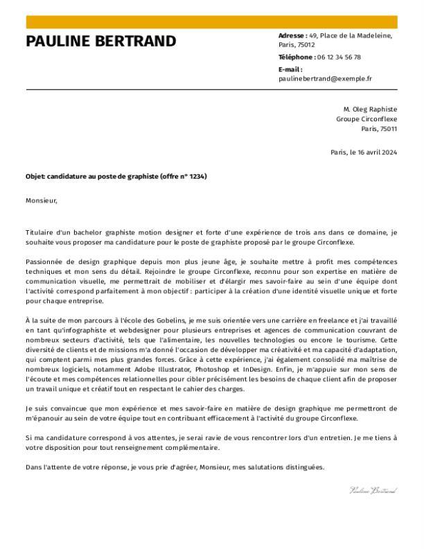 Lettre de motivation graphiste : modèles à remplir et guide Lettre de motivation graphiste : modèles à remplir et guide