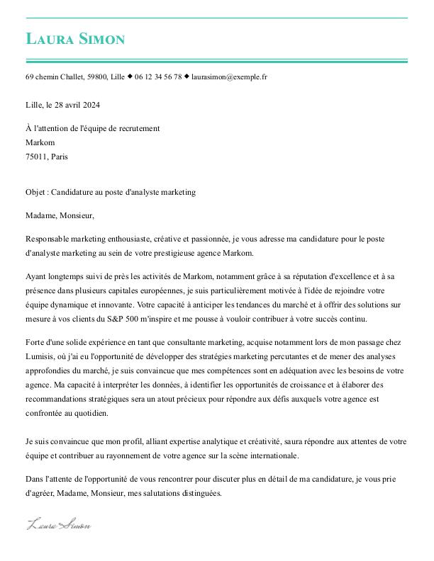 Lettre de motivation marketing : exemple téléchargeable