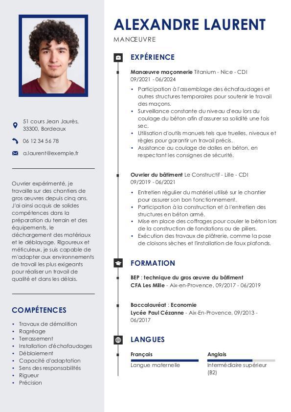 CV bâtiment manœuvre : guide et exemples à télécharger