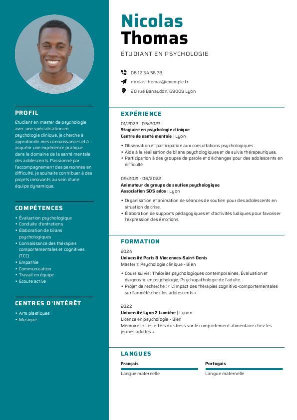 CV master psychologie à personnaliser et guide détaillé