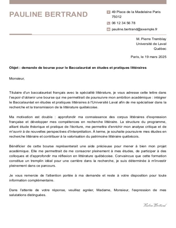 Lettre de motivation bourse : exemples et guide (2025)